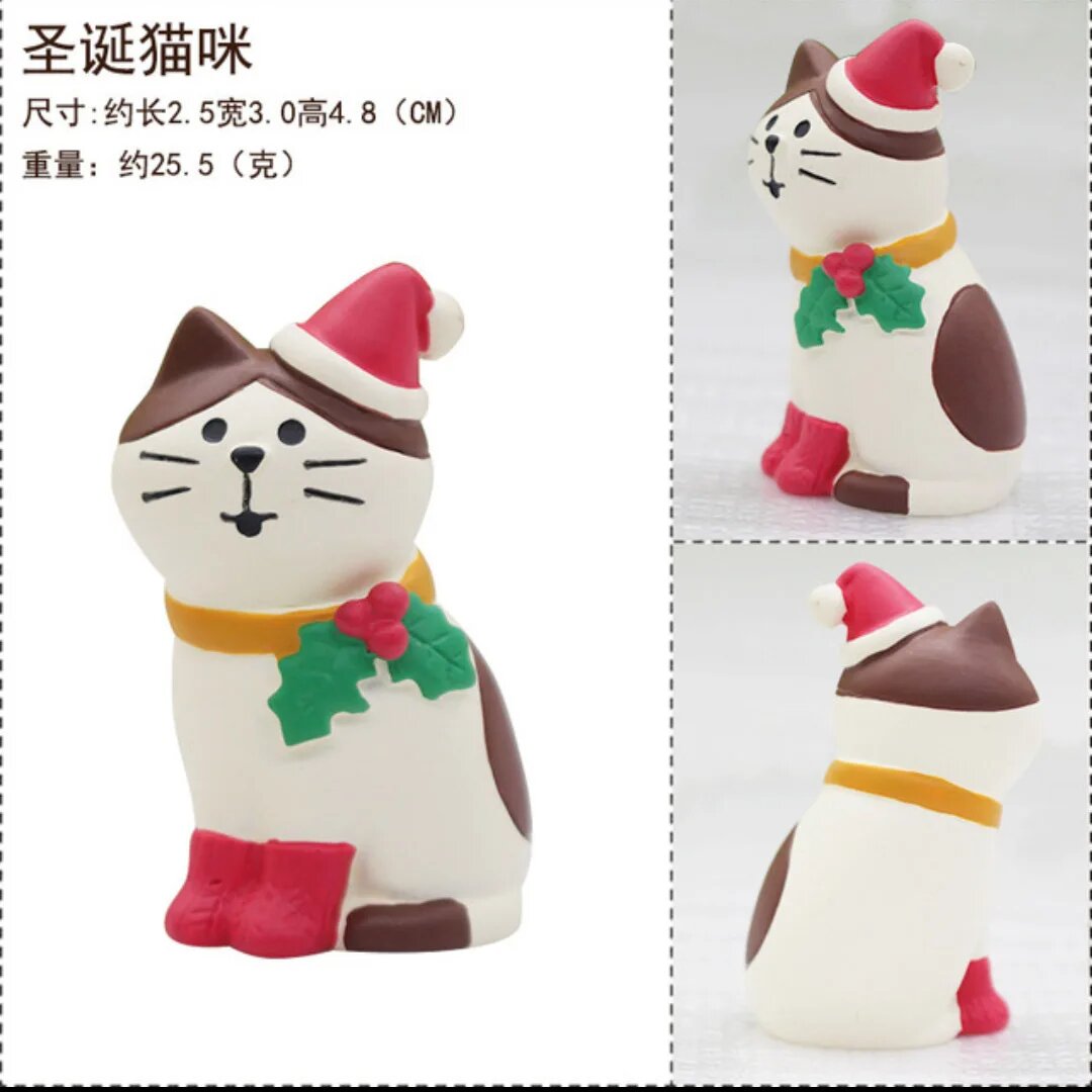 Zakka Japanese Cat Christmas Miniature Scene Props Shooting Office Bookshelf Decoration Collectible Desktop Decorations Gifts