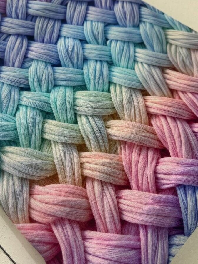 Ткань трикотажная 70см кулирка с лайкрой печать диджитал Косы