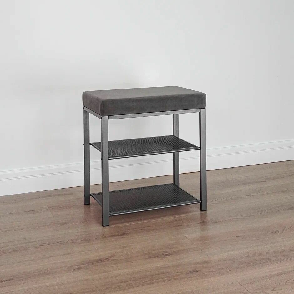 Этажерка для обуви ЗМИ Металлический каркас с мягким сиденьем, 2 полки, размер 0,47х0,49 м, цвет графит и серый (. БТ13СГрС*1)