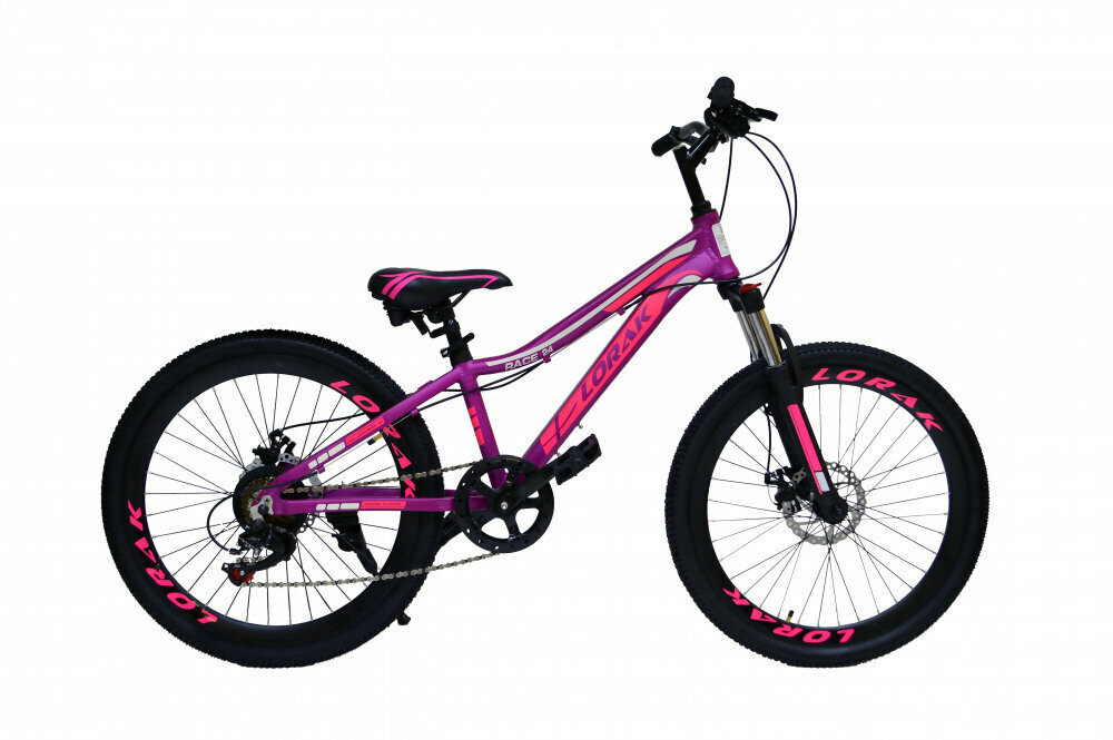 Велосипед подростковый Lorak Race 24 матовый фиолетовый/белый под рост 125-145 см.