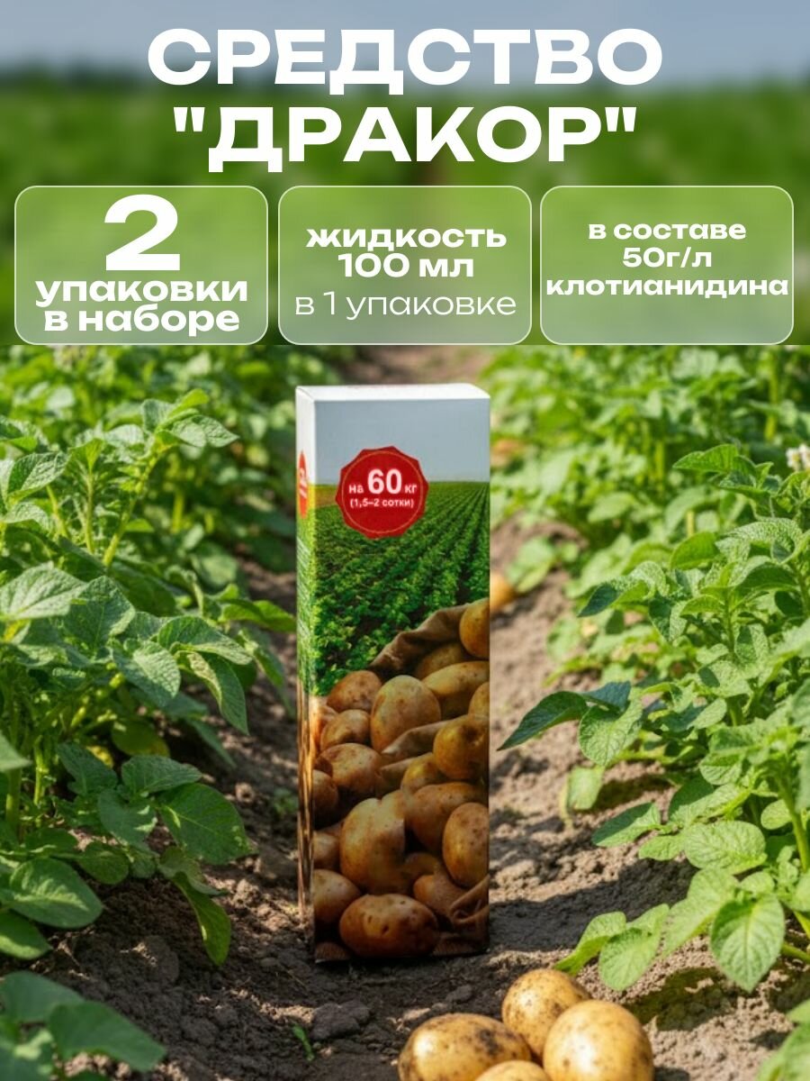 Средство от насекомых "Дракор", 2 упаковки по 100 мл: для обработки картофеля от колорадского жука, проволочника, тли