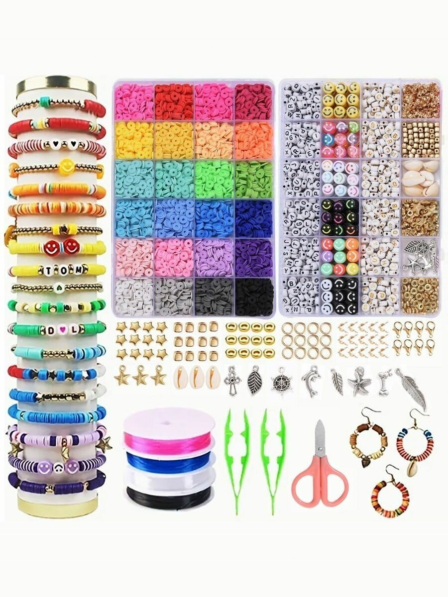 Комплект разнообразных поли ных глиняных бусин 14400/4200/2400 шт. для ручной работы по изготовлению украшений Художественная работа для браслетов, ожерелий, серьг