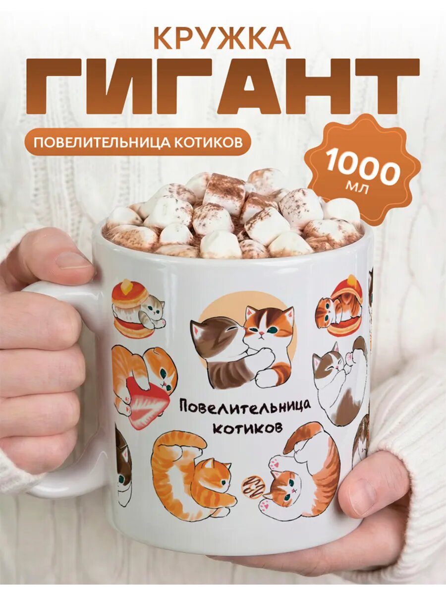 Большая кружка 1 литр с приколом котики