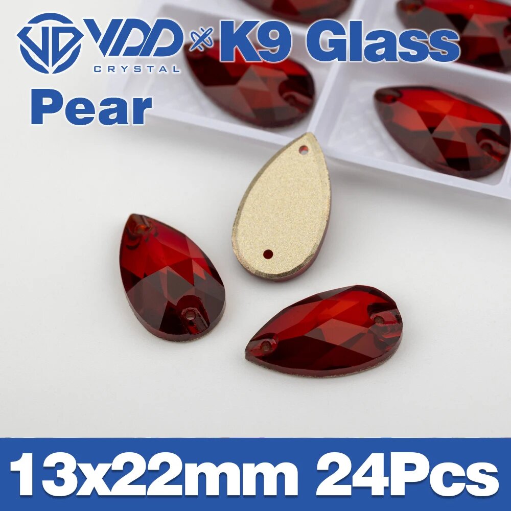Стразы VDD S110 стеклянные гранат pear 13x22-24Pcs