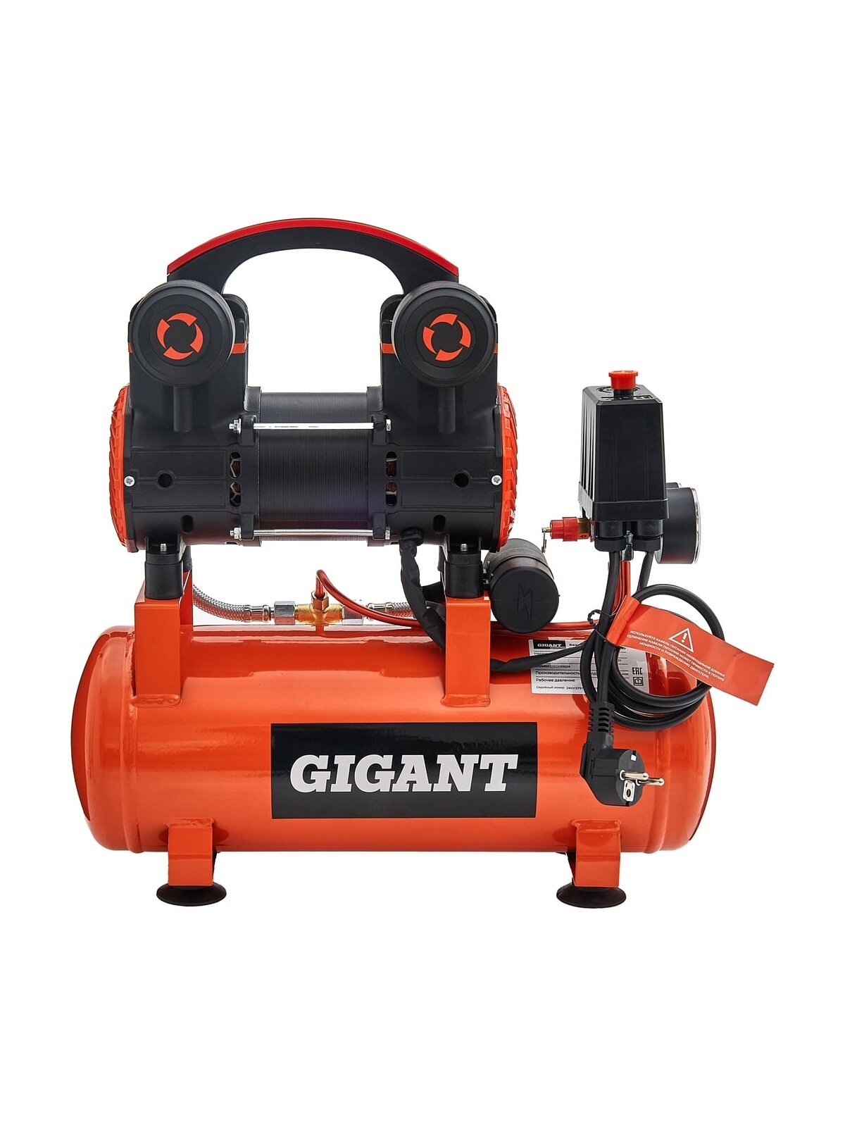 Безмасляный малошумный компрессор (8 л; 8 бар; 160 л/мин) Gigant GSWK-8/750