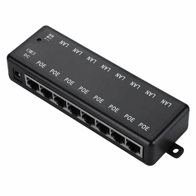 G6(QQOOJJZ))Инжектор POE, 8 портов, адаптер питания PoE, блок Ethernet совместим с сети видеонаблюдения, питание камеры POE через Ethernet, черный