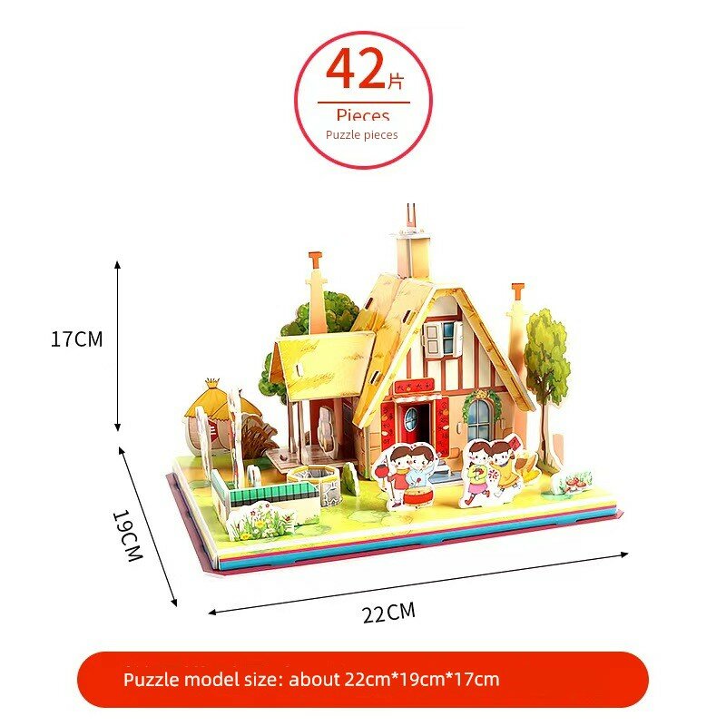 Урожай Нового года 3D-головоломка DIY: Снежная модель коттеджа, 145 деталей ручной работы, рождественский подарок