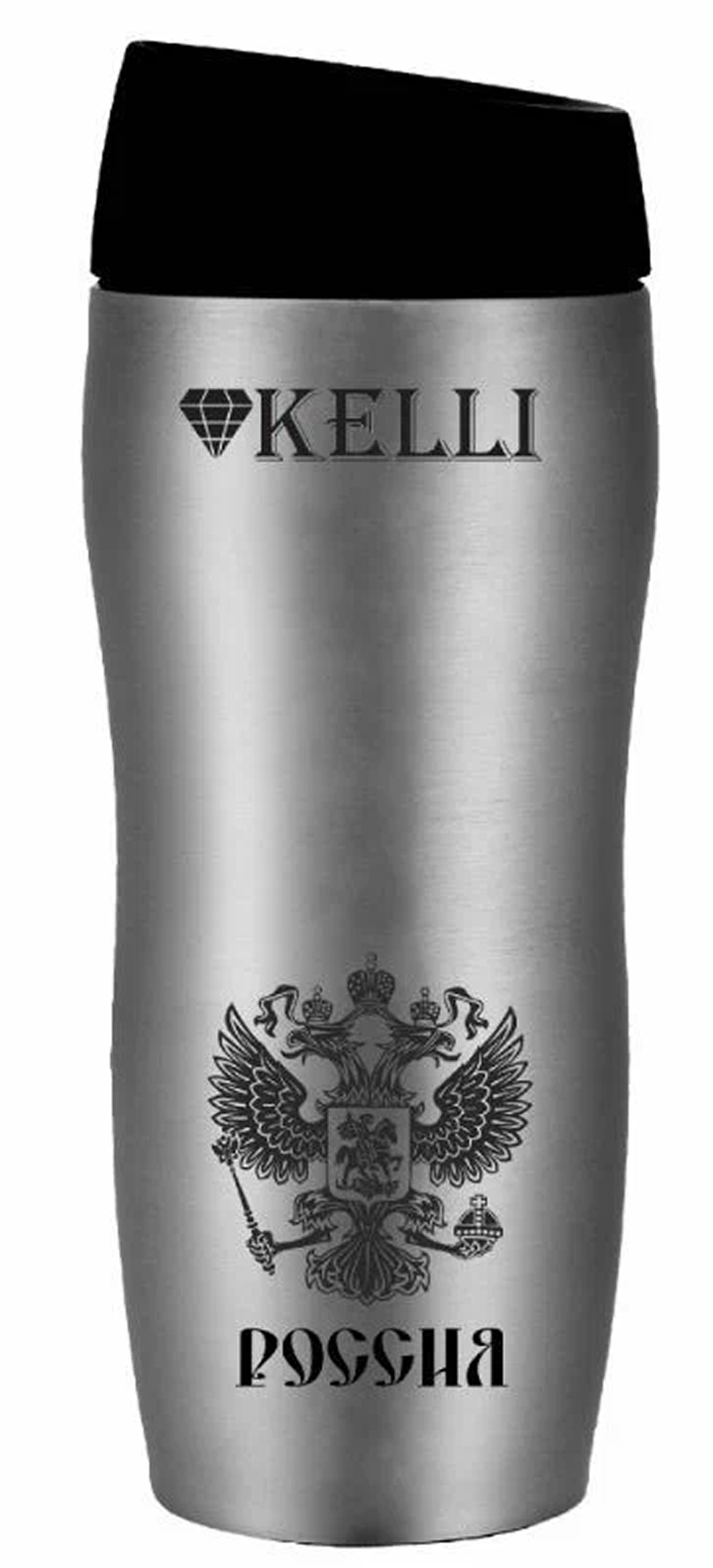 Термостакан KELLI KL-0971 объем 0.45 л, высота см, диаметр см, серебристый/серый