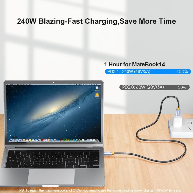 Кабель USB 3.2 Type-C 240 Вт, 1 м — фото 1