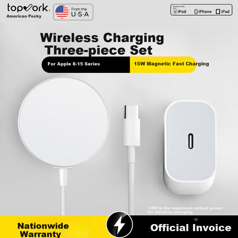 Topvork 3 в 1 беспроводная зарядка для iPhone 17/16/15 с MagSafe магнитной зарядкой 15Вт быстрая зарядка универсальная