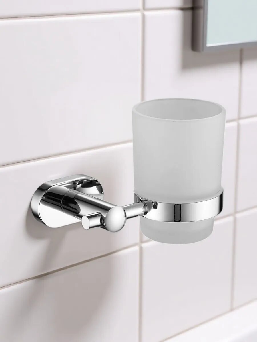 Стакан стеклянный для зубных щеток настенный от бренда Vieir V5105 хром