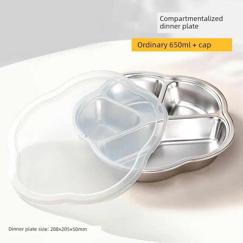 Детская тарелка с присоской из нержавеющей стали 304, разделенная на секции для самостоятельного приема пищи младенцами