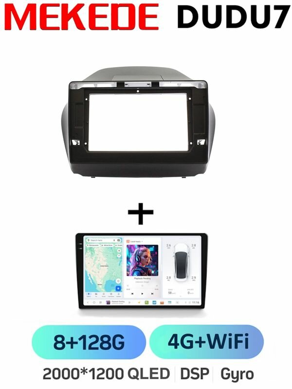 Магнитола Mekede 10" DUDU7 8/128 Gb для Hyundai Tucson 2 LM IX35 F1 2009-2015 (AB) с проводкой для Android магнитол carpay Android