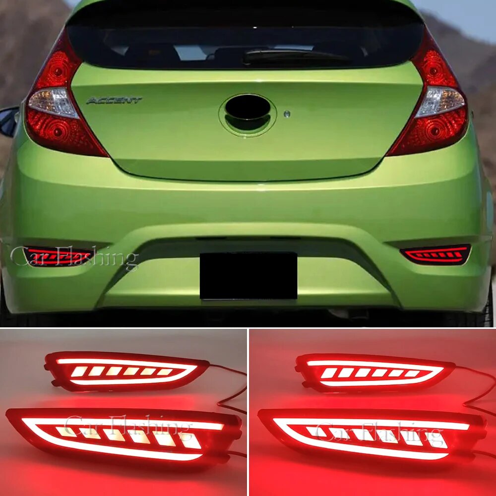2 Шт. Светодиодные Фонари Заднего Бампера В Сборе Для Hyundai Accent Hatchback 2012-2017 Красный Стоп-сигнал Задний Фонарь AB.