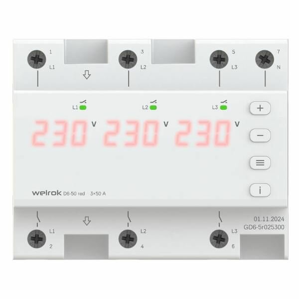 Реле напряжения Welrok D6-50 red