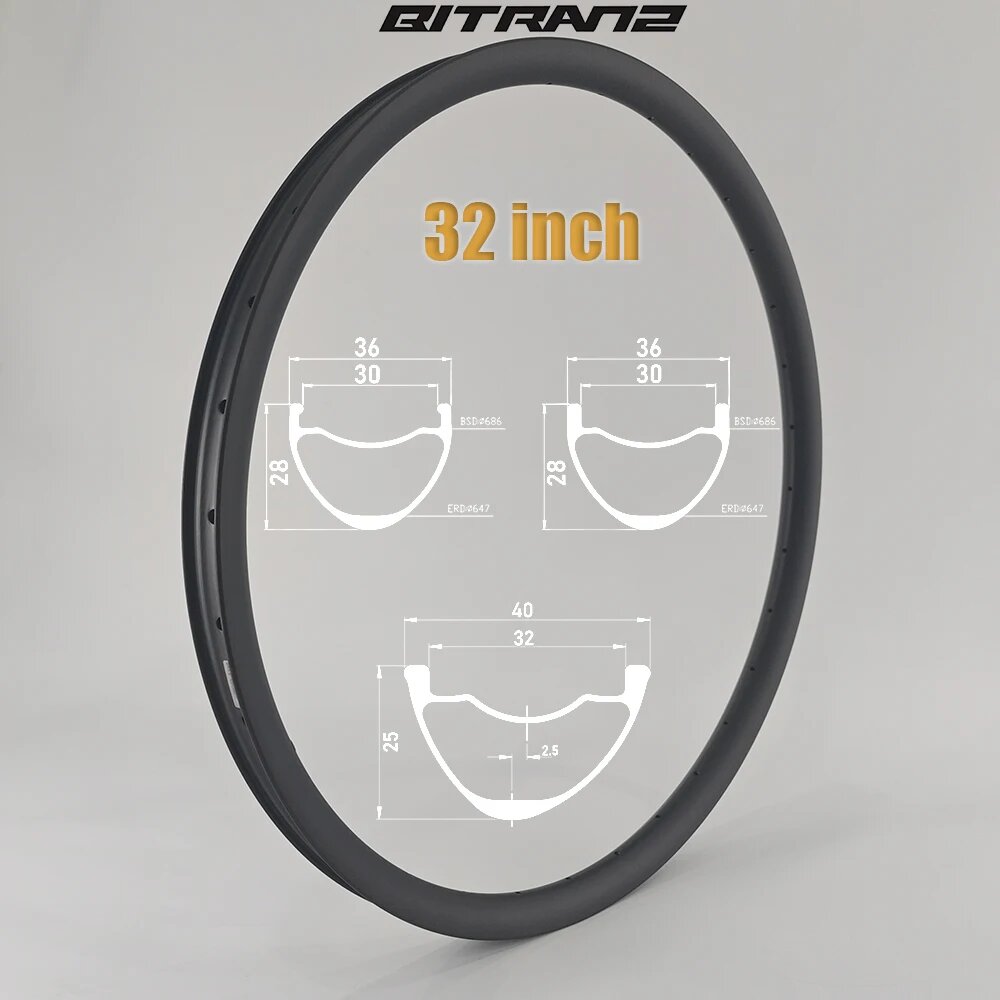 Обод BITRANZ карбоновый 29" 32 holes, XC, 40x25 hookless