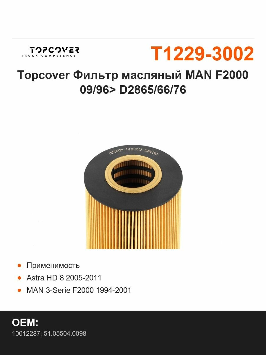 Topcover Фильтр масляный MAN F2000 09/96> D2865/66/76