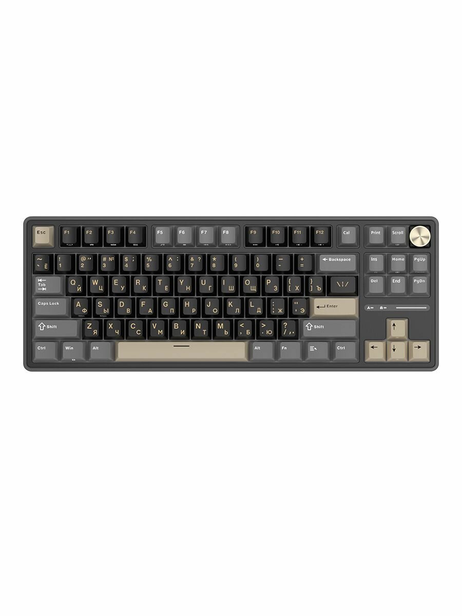 RK Royal Kludge RK R87 PRO RK Brown Проводная механическая игровая клавиатура, русская раскладка, классическая TKL (80%), 87 клавиш, черно-серая