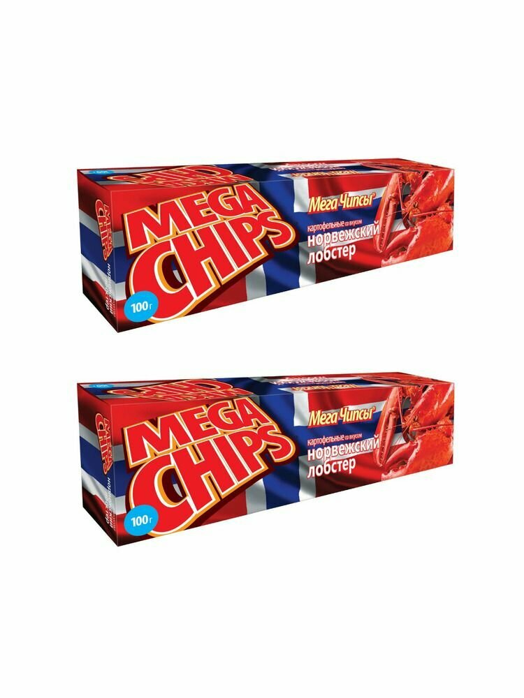 Mega Chips Чипсы-пластины картофельные с норвежским лобстером, 100 г, 2 шт