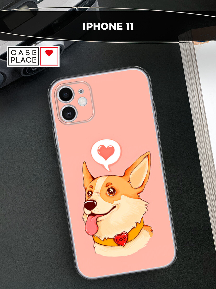 Чехол на Apple iPhone 11 / Айфон 11 с принтом Корги язык