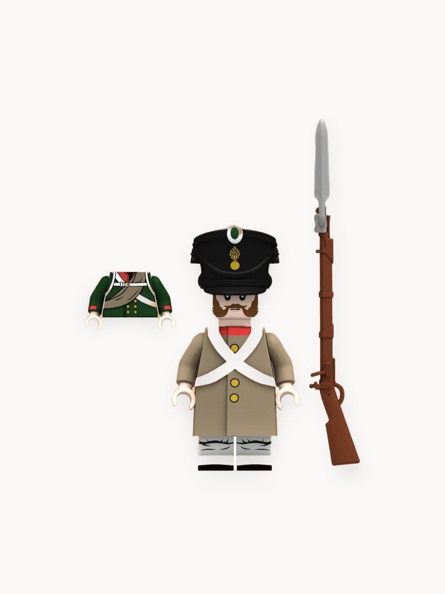 Русский солдатик с шинелью времен Отечественной войны 1812 лего военные