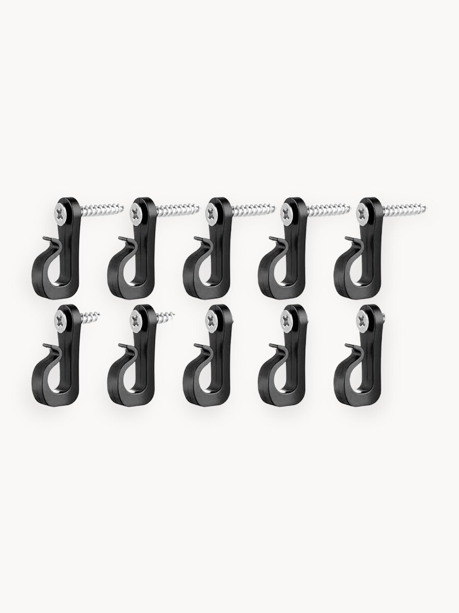 KoLeli / Крючки для уличных гирлянд на фасад здания / Уличные крепления для кашпо и украшений, 10 шт, черные