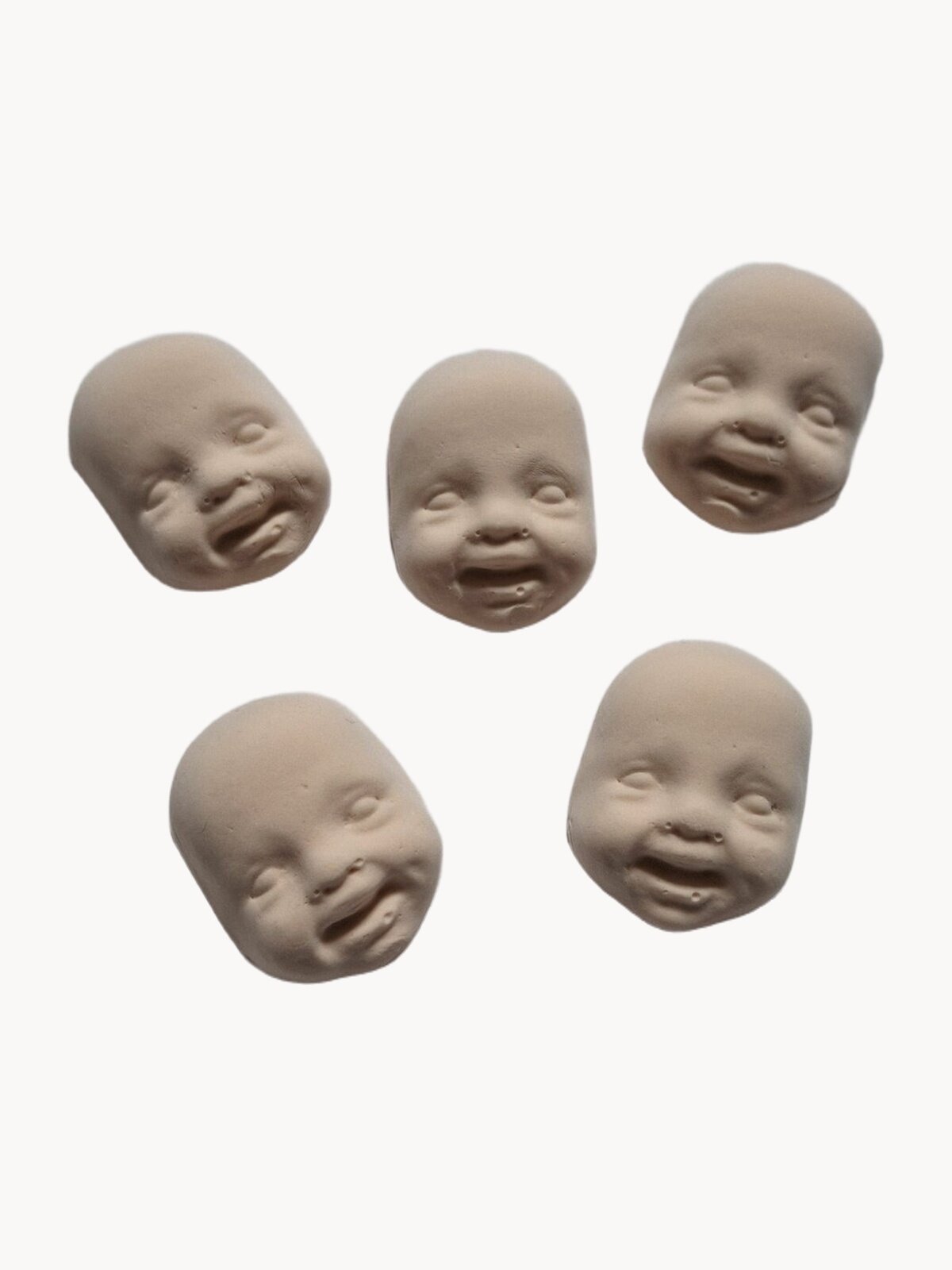 Набор лиц - 5 шт, для ватной игрушки, улыбающийся малыш, мальчик, девочка