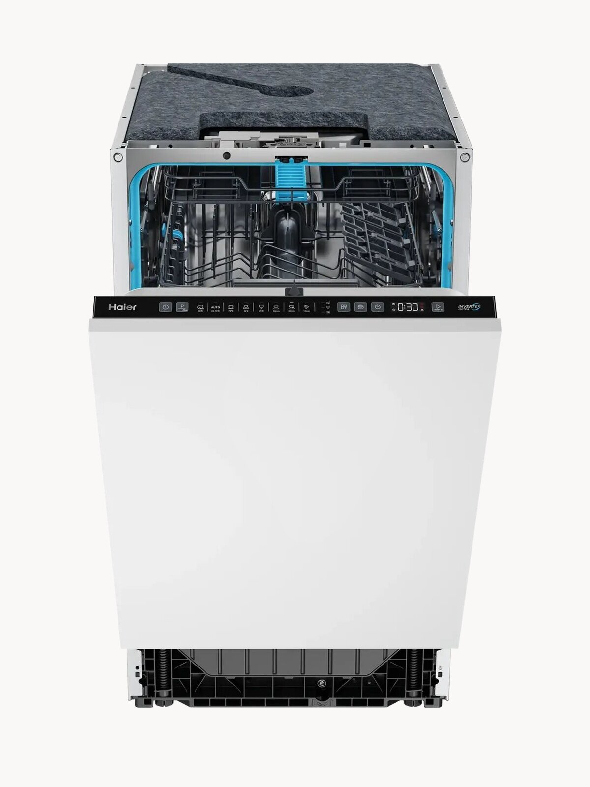 Встраиваемая посудомоечная машина Haier HDWE10-593RU, 45 см, узкая, 10 комплектов, 8 программ, серая