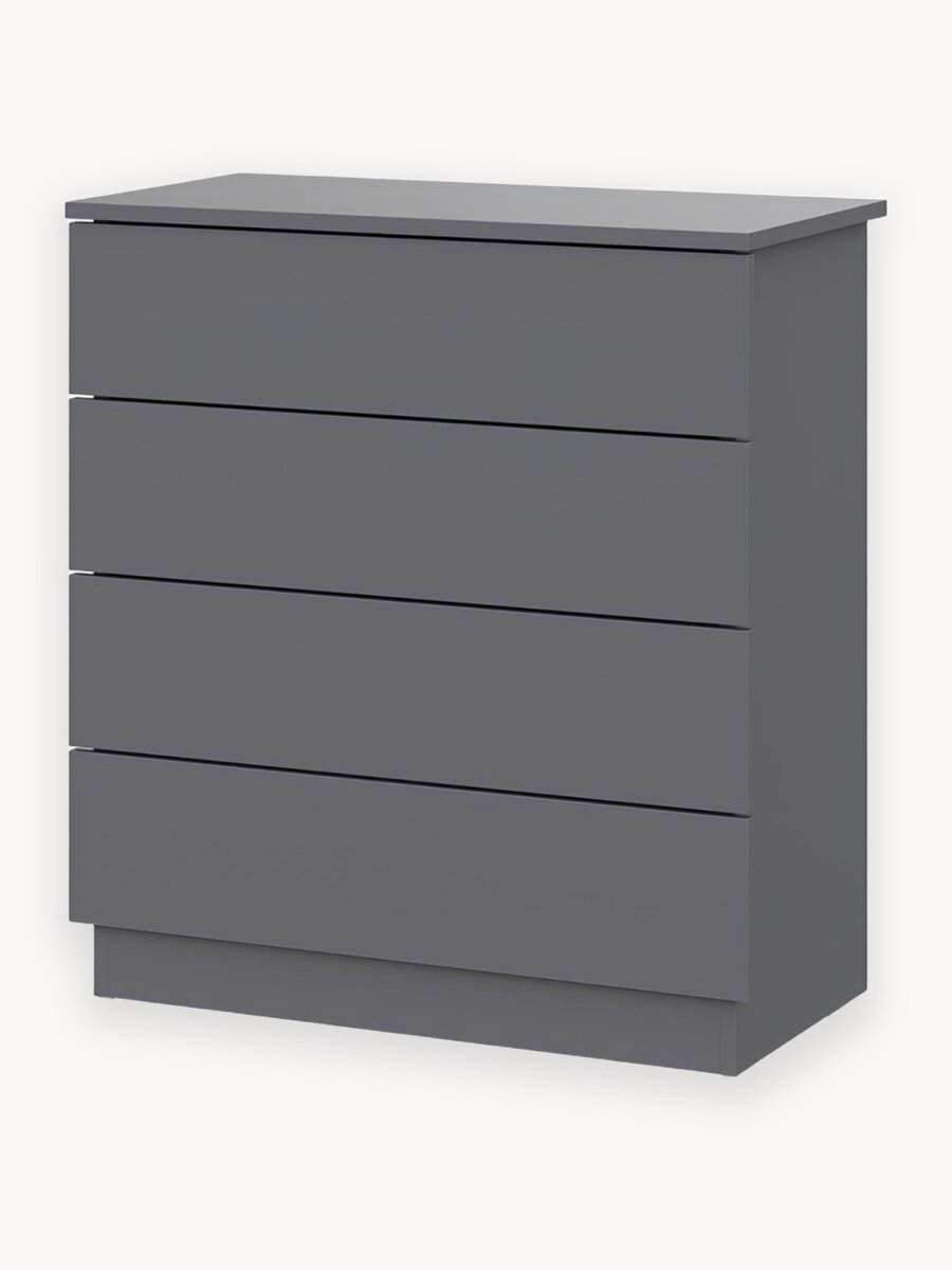 Комод ARNIKA "Довер", ЛДСП, серый, роликовые направляющие, 4 ящика