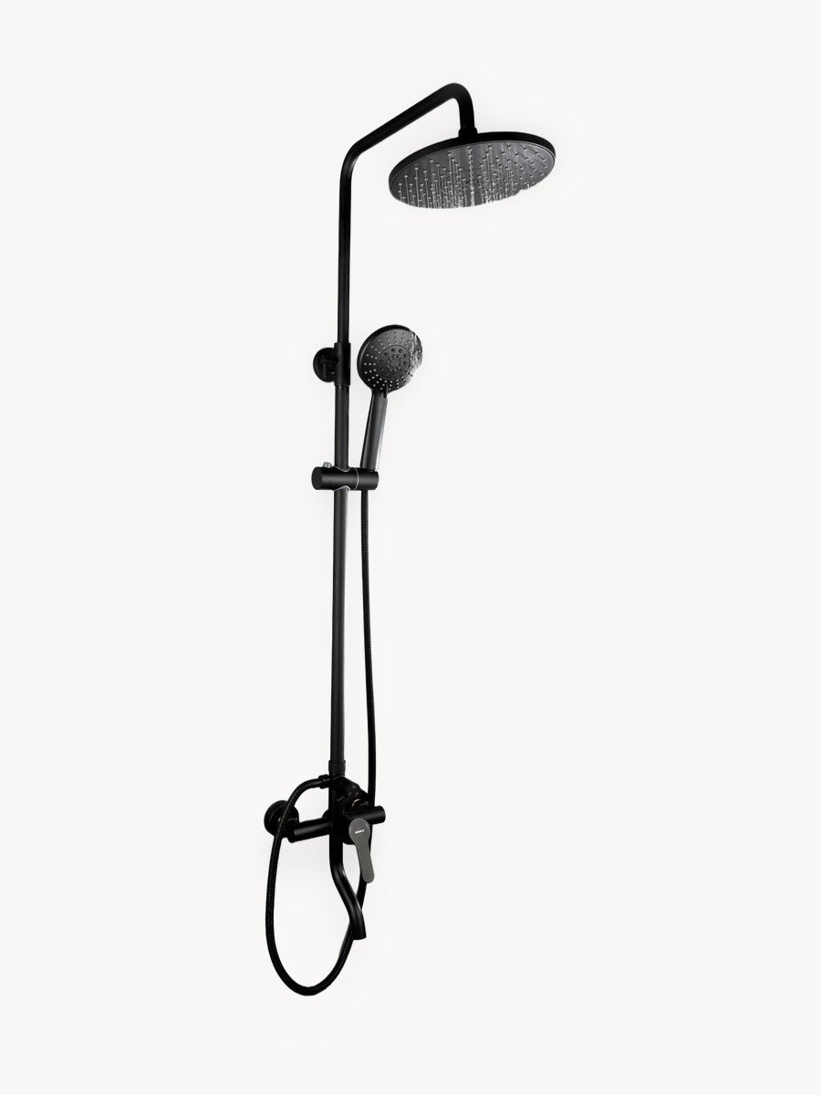 Душевая система AVAPAX "Elbe" AP01252B, со смесителем, тропический душ, нержавеющая сталь, черная