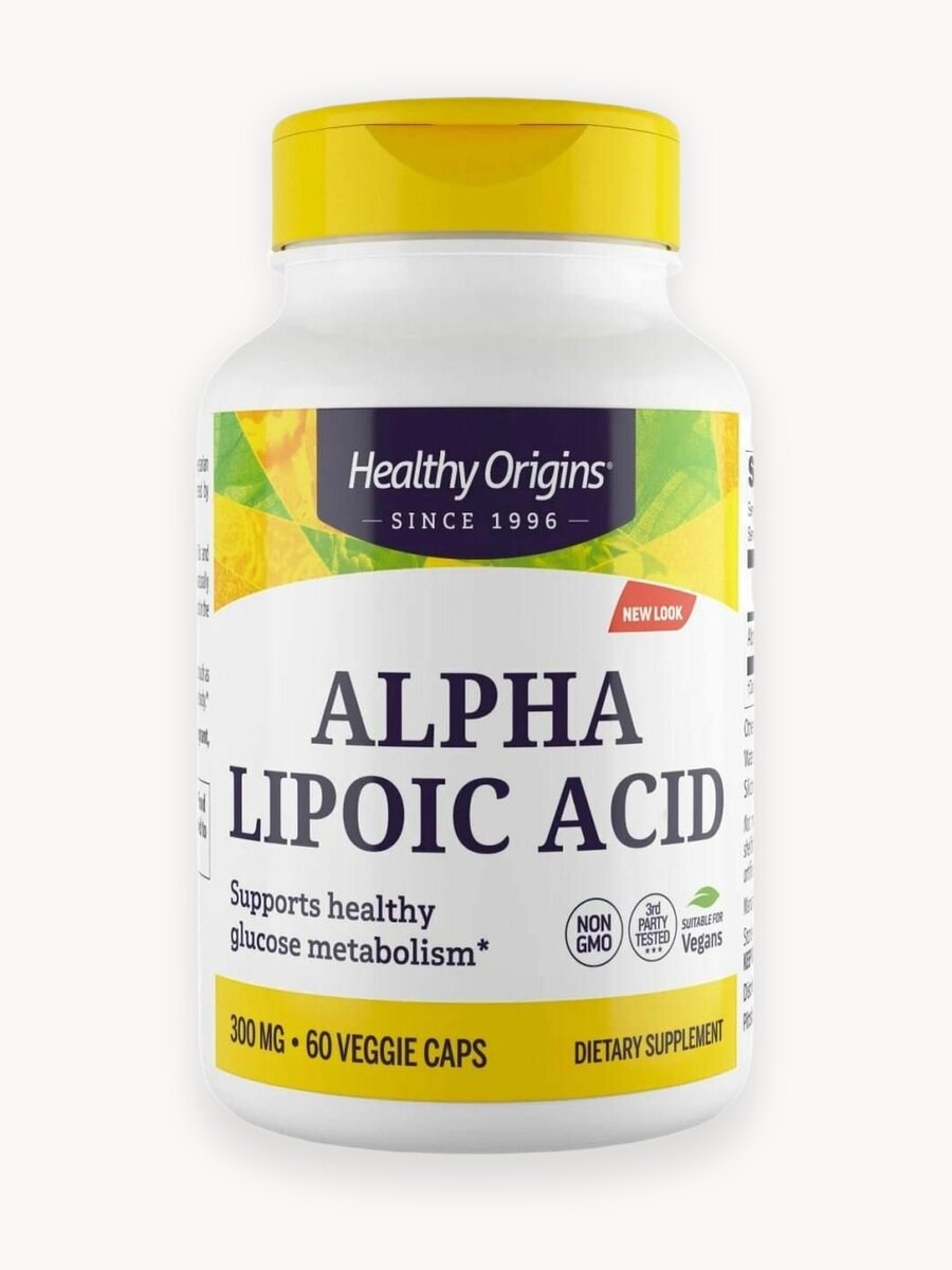 Альфа-Липоевая Кислота Healthy Origins, пищевая, 300мг, 60капсул