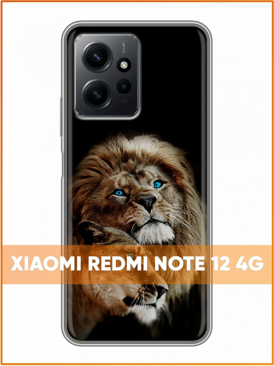 Чехол для Xiaomi RedMi Note 12 с принтом для мужчин со львами (Сяоми Редми Нот 12)
