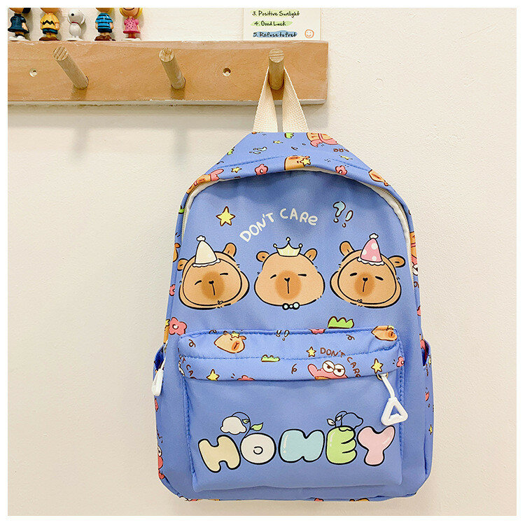 Детский рюкзак капибара легкий просторный для детского сада синий