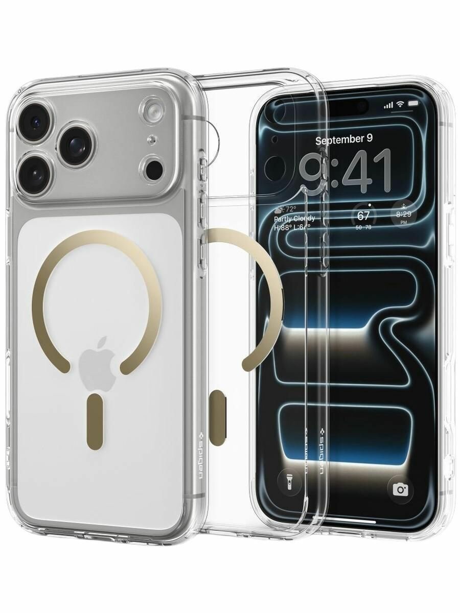 Чехол Spigen на iPhone 17 Pro / Айфон 17 Про, Ultra Hybrid Magsafe (ACS10348), бортики для защиты камеры и дисплея