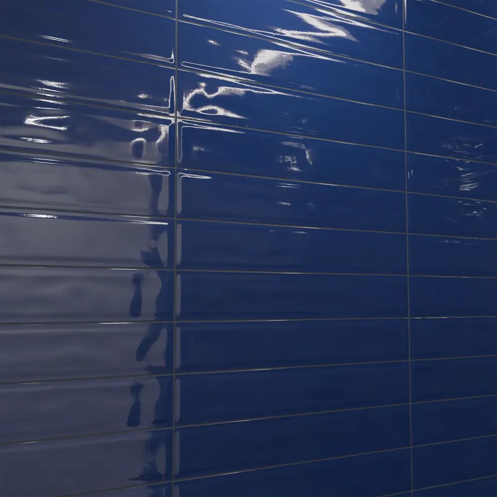 Керамин Модена 2 плитка настенная глянцевая 400x64x7,4мм(34шт) (0,87м2) синий