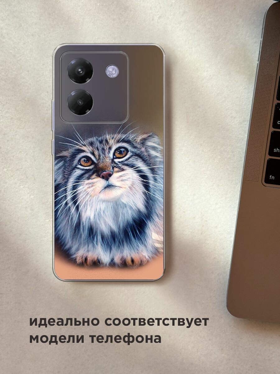 Силиконовый чехол на Poco M7 Pro / Поко М7 Про с принтом "Кот манул 2" — фото 1