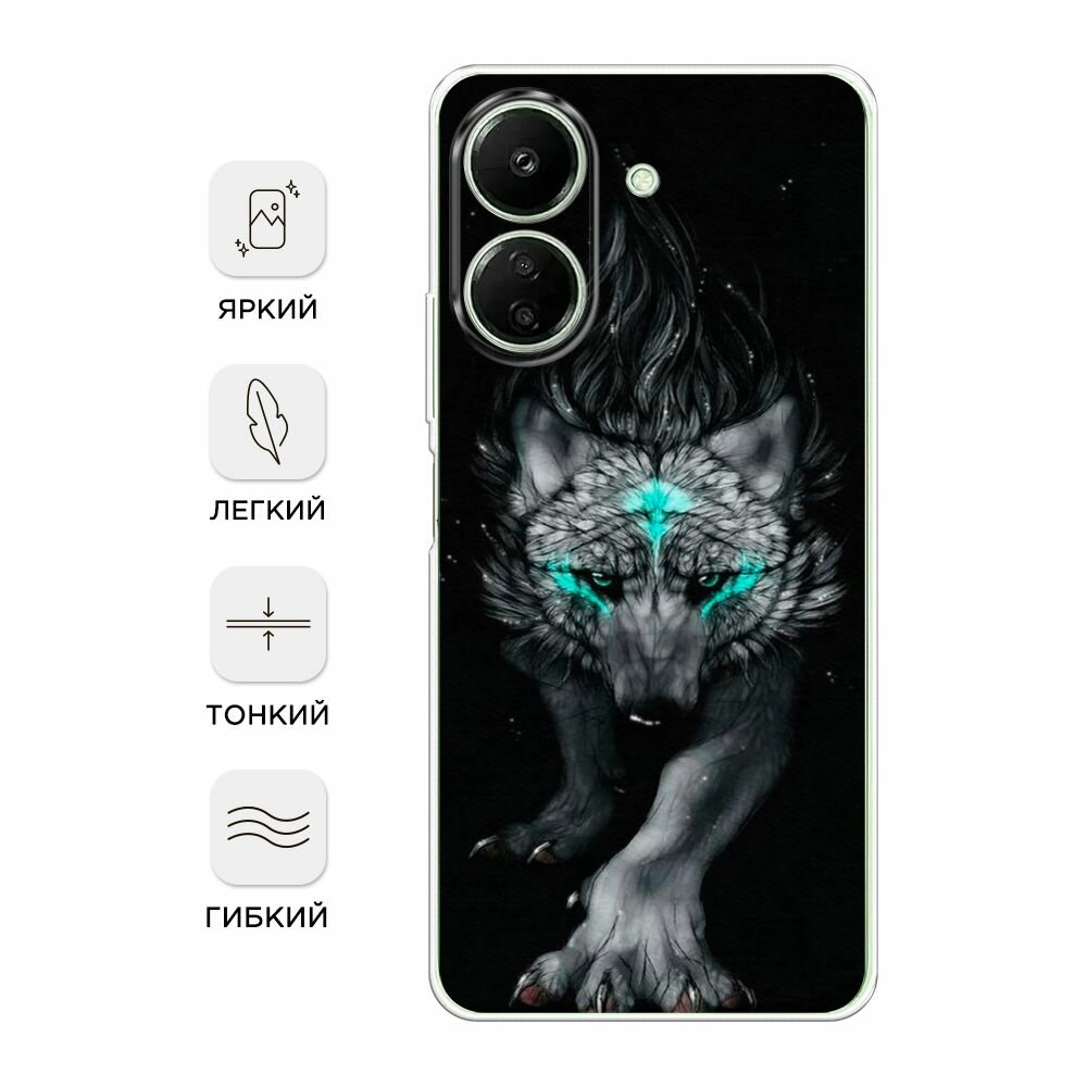 Чехол на Xiaomi Redmi 13C/Poco C65 / Сяоми Редми 13C/Поко С65 с принтом "Крадущийся волк" — фото 1