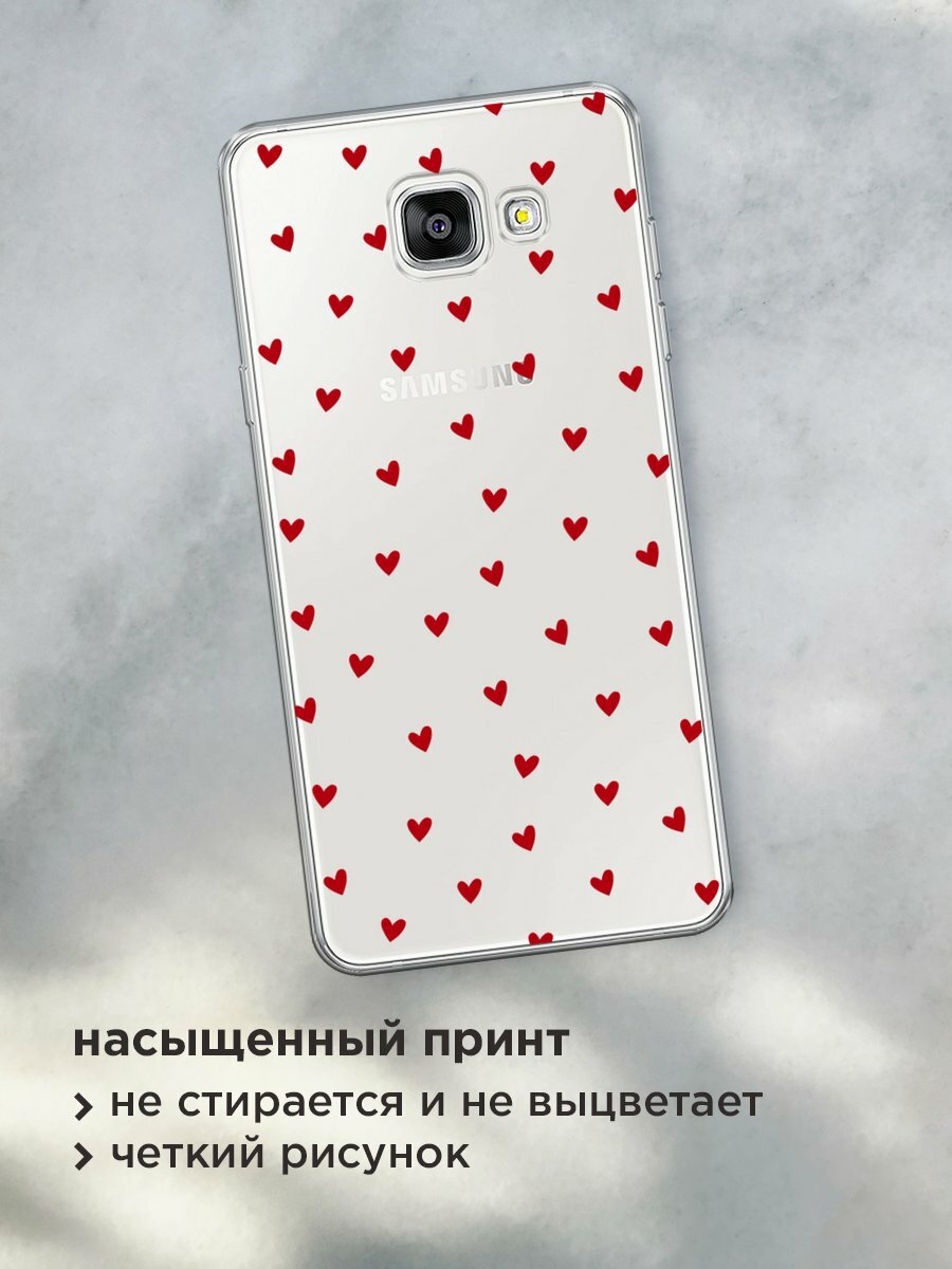 Чехол на Samsung Galaxy A5 2016 / Самсунг Галакси А5 2016 с принтом "Red hearts", прозрачный — фото 1