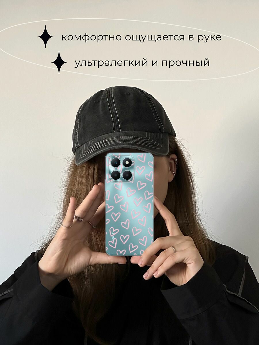 Чехол на Honor X6A / Хонор X6A с принтом "Сердца паттерн" — фото 1
