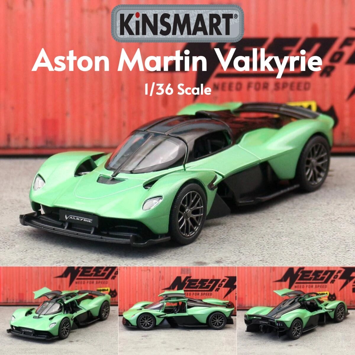 KiNSMART Aston Martin Valkyrie 1:36, зеленый