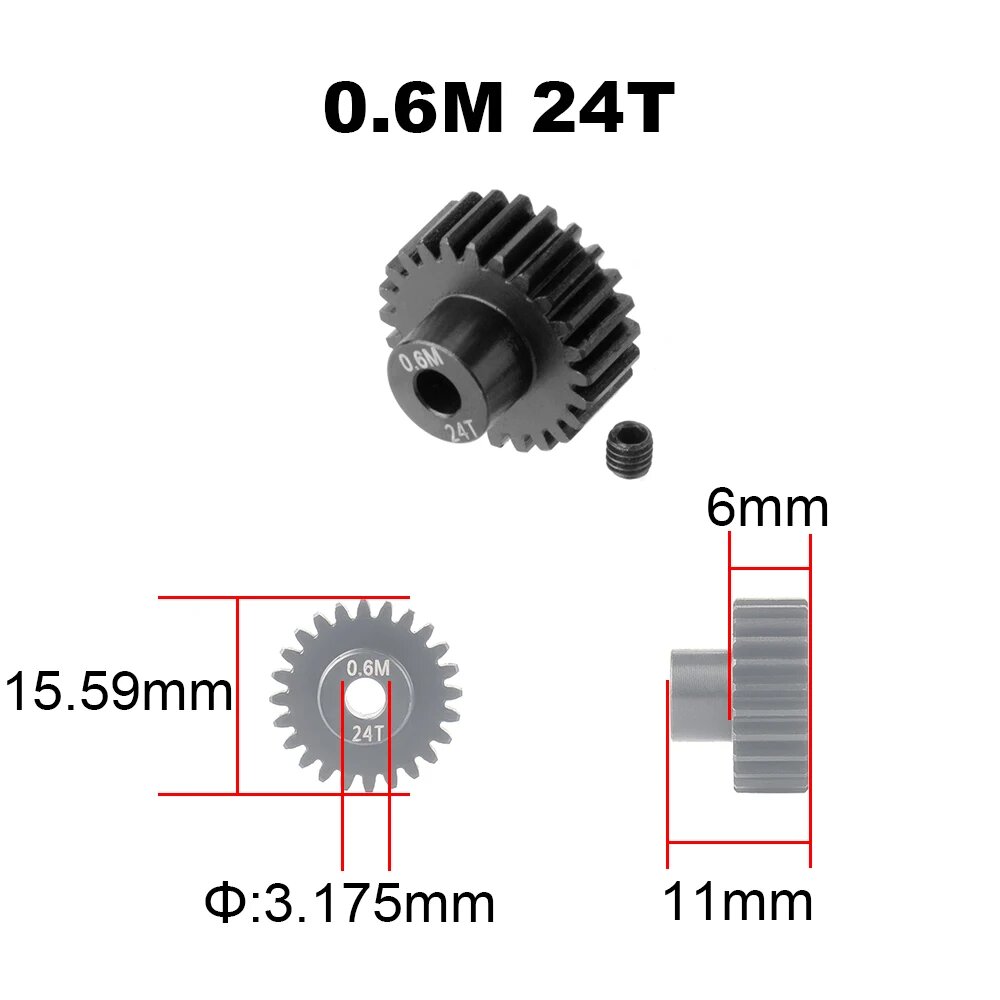 Шестерня стальная 0.6M 24T для RC 1/10