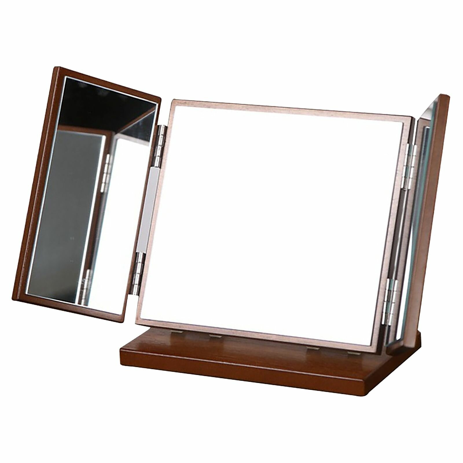 Трёхстворчатое настольное зеркало с деревянной резьбой и стеклянной поверхностью для дома