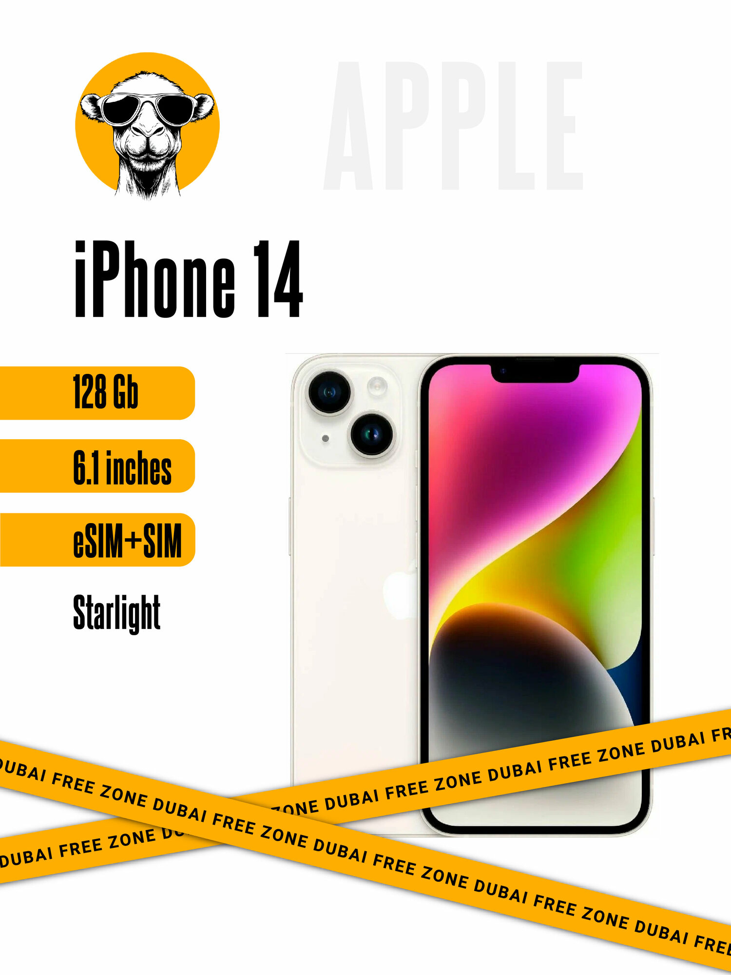 Смартфон iPhone 14 128Gb Starlight Sim+E-Sim