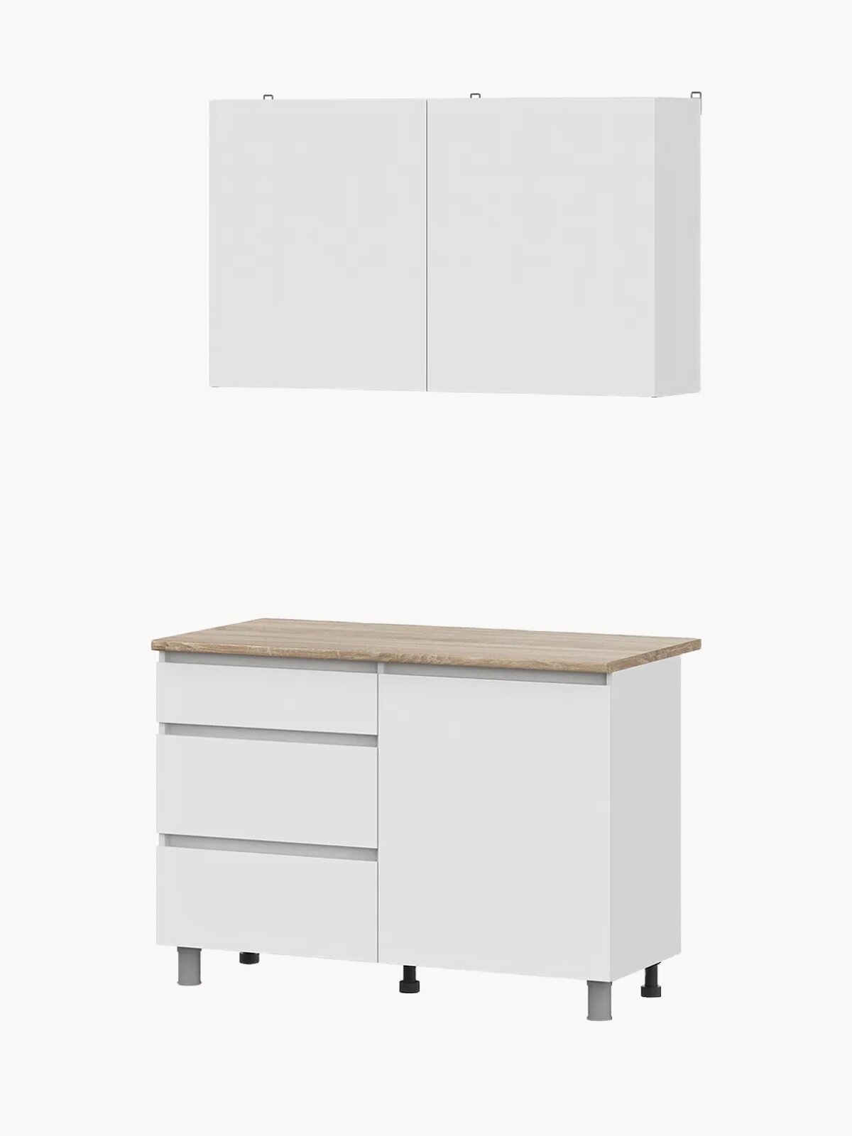 Кухонный гарнитур прямой Нонтон Эккервуд, 120 см, белый текстурный