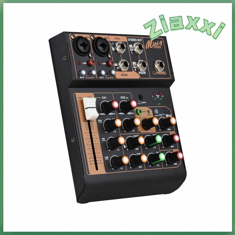 Портативный аудиомикшер, 4-канальный, для живых выступлений и студийной записи