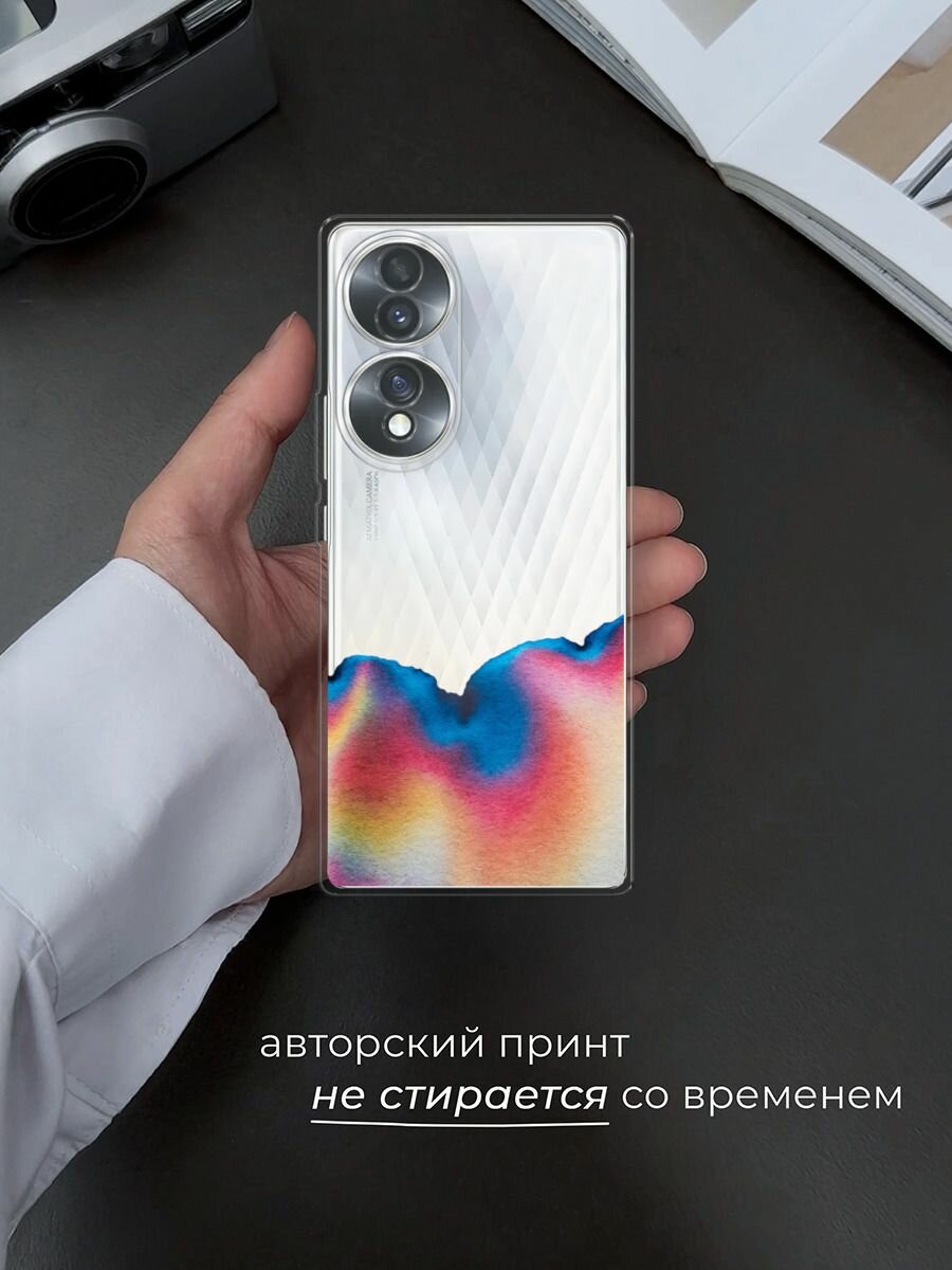 Чехол на Honor 70 / Хонор 70 с принтом Акварельное сочетание, прозрачный — фото 1