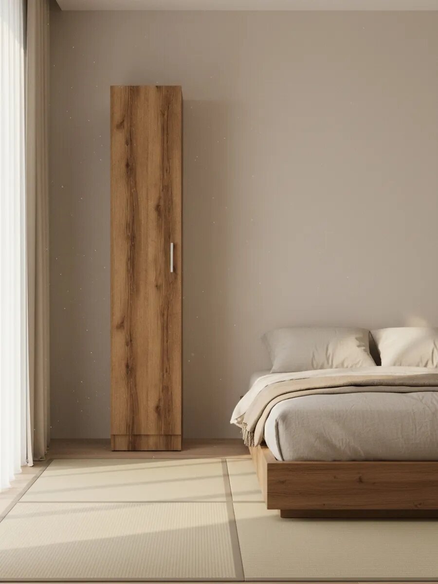 Деревянный шкаф пенал FRESTER для одежды с полками в спальню, от производителя