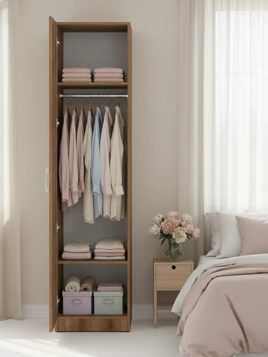 Для одежды шкаф пенал FRESTER в прихожую спальню с полками, от производителя