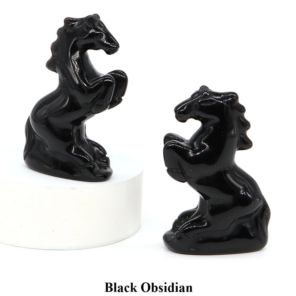 Фигурки из хрусталя Аметист Лошадь Черный, Black Obsidian