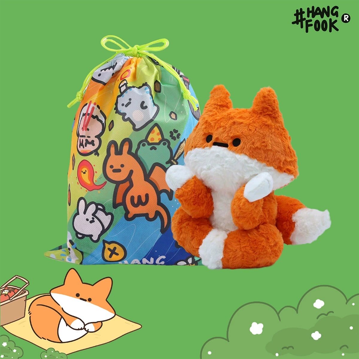 Мягкая игрушка-подушка Hangfook Happy Rabbit Magnetic Fox, милая плюшевая фигурка, подарок на день рождения Подарочный